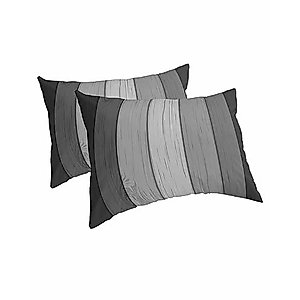 Edwiinsa Black Grey Ombre Pillow Covers King Standard Set of 2 20x36 Bed Pillow, Farmhouse Rustic White Wooden Striped Plush Soft Comfort for Hair/Skin Cooling Pillowcases with Envelop Closure