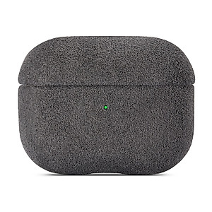Akantra Alcantara Case Compatible with Apple AirPods Pro 2, Handmade Fully-Wrapped Synthetic Suede AirPods Pro2 Cover, Scratch Resistant Microfiber Cushion (Black 9052)