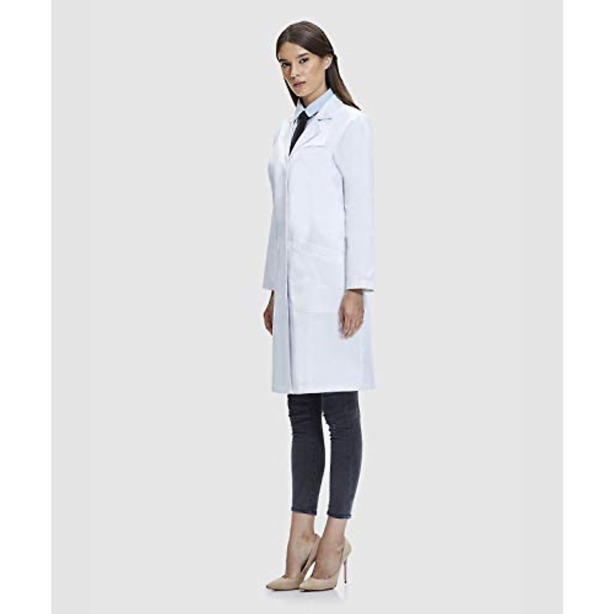 Dr. James Lab Coat for Women, 100% Cotton, Classic Fit, Multiple Pockets, White, 37 Inch Length (6)