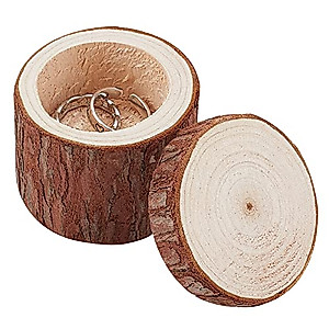 PH PandaHall Ring Box, Wooden Ring Dish Storage Box Wedding Ceremony Wood Ring Bearer Box Rustic Ring Stand Jewelry Holder Storage Case for Decoration Anniversary Engagement Wedding Gift 2 x 2 Inch