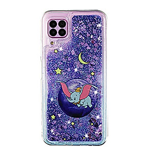 OOPKINS Glitter Liquid Case for Huawei P40 Lite for Girl Sparkle Floating Shiny Quicksand Clear Soft TPU Silicone Shockproof Protective Bumper Thin Cover for Huawei P40 Lite Dream Dumbo HIX