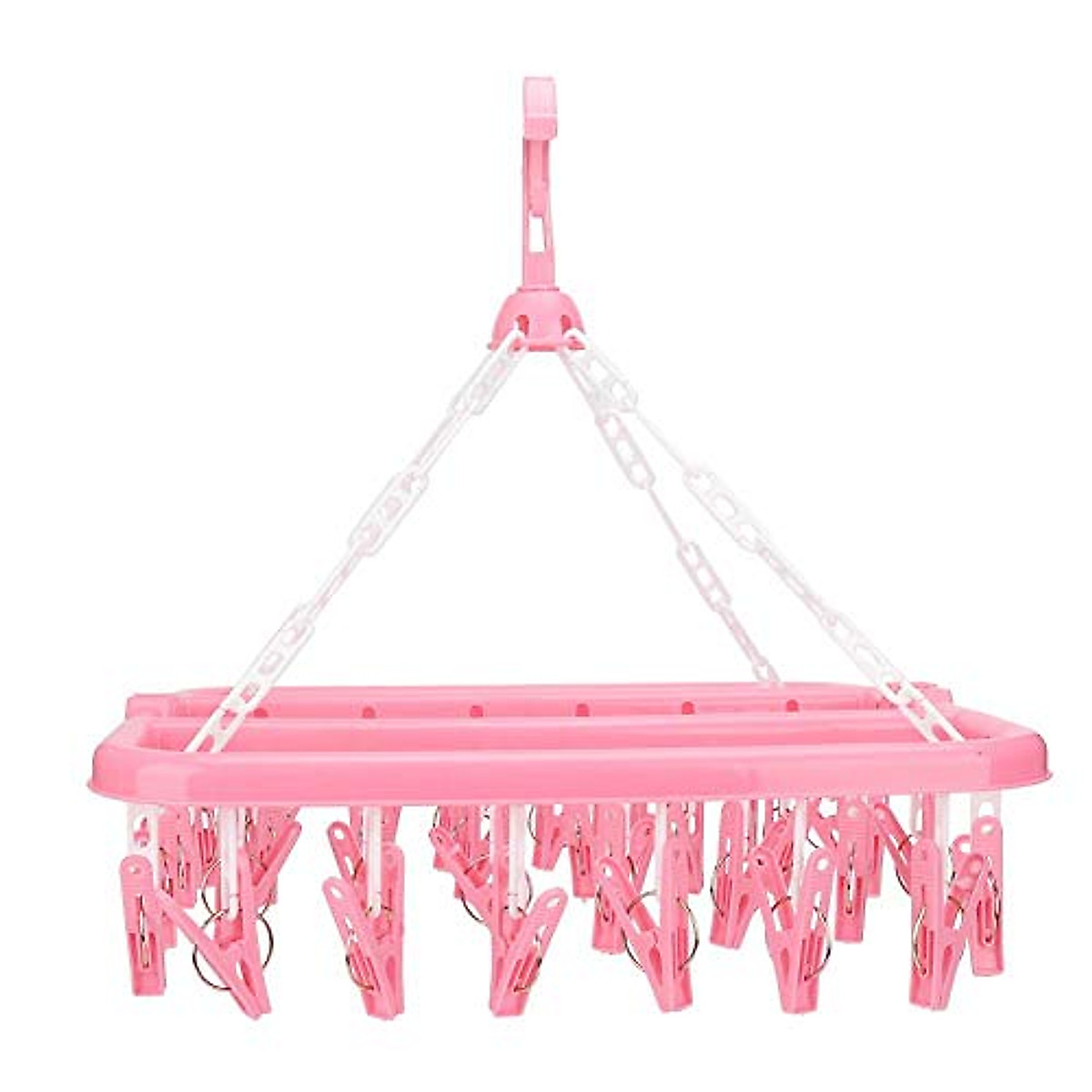 Clip and Drip Hanger, Multi-Function Clip and Drip Drying Rack, Household Tools Clothes Drying Racks for Socks for Underwear(Pink)