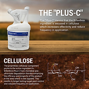 Bifenthrin-Plus-C Insecticide (1 Gal) - Roach Killer Indoor Infestation, Termite Treatment, Ant Control & Wasp Spray - Home Defense Pest Control, Residential, Commercial, and Industrial Use
