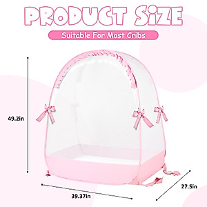 YAVIL Baby Crib Tent Net to Keep Baby from Climbing Out, Baby Safety Tent Toddler Canopy Netting Falls and Mosquito Bites with Breathable Mesh & Pack N Play Tent (Pink,Twin Size)