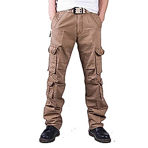 MNXOIA Men Casual Tactical Camouflage Cargo Pants Camo Pattern Army Combat Pants Cotton Work Pockets Military Trousers Gray Camo 32