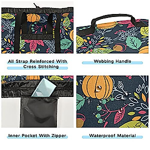 Autumn Fall Leaves Pumpkins Laundry Bag Heavy Duty Laundry Backpack with Shoulder Straps Handles Travel Laundry bag Drawstring Closure Dirty Clothes Organizer For Apartment College Dorm Laundromat