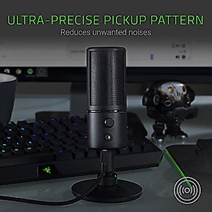 Razer Seiren X USB Streaming Microphone: Professional Grade - Built-in Shock Mount - Supercardiod Pick-Up Pattern - Anodized Aluminum - Classic Black