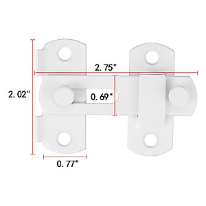 INIRET 4 Packs Barn Door Latches，2.75” x 2.02” White Stainless Steel barn gate flip Door Latch Bi-fold Door Lock,Sliding Door Antique Lock Gate Latches Wine Cabinet Closet Door Latches，White Finish