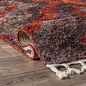 nuLOOM Alexia Abstract Diamond Shaggy Tassel Area Rug, 5' 3" x 7' 6", Multi