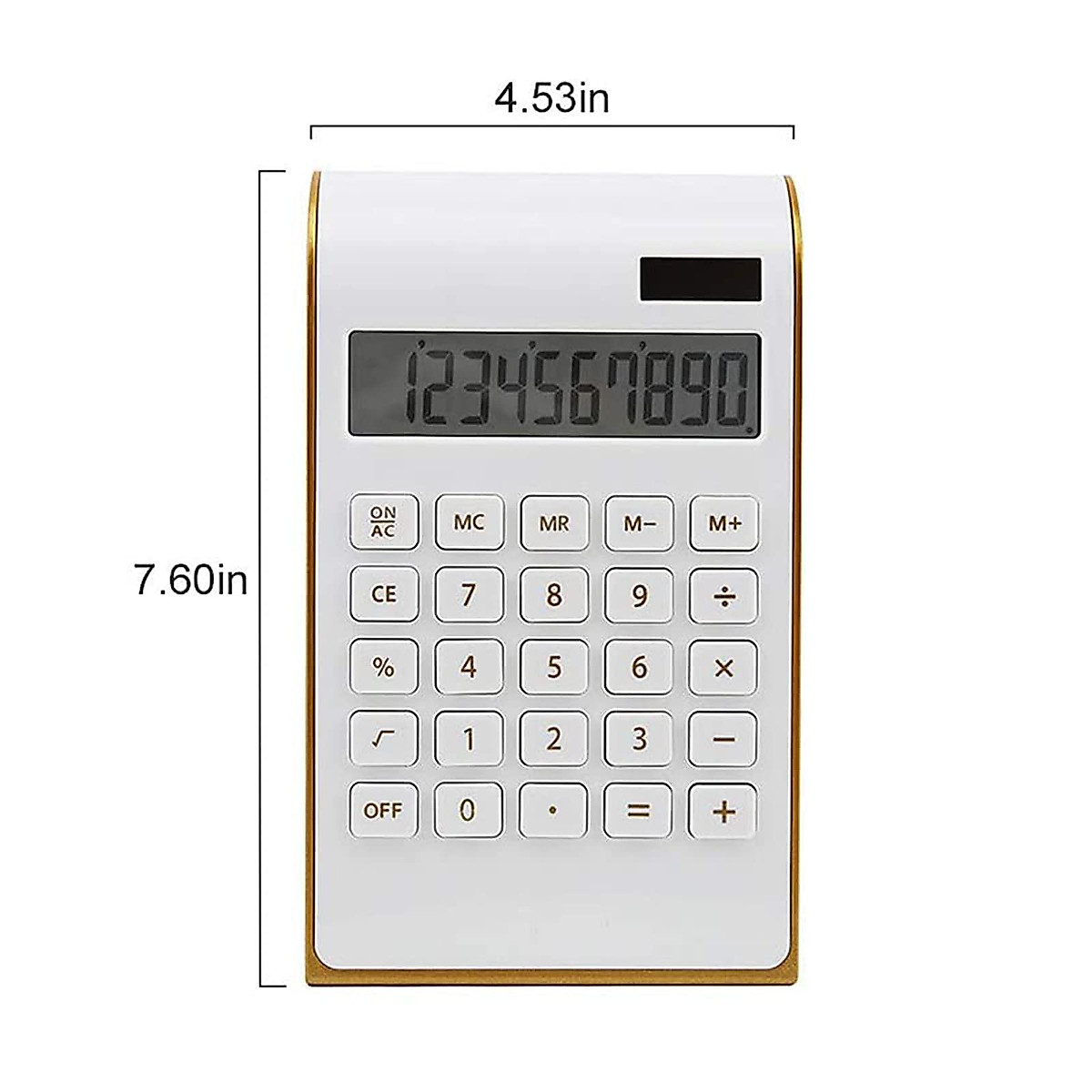 XYSRZ Calculator, Slim Elegant Design, Office/Home Electronics, Dual Powered Desktop Calculator, Solar Power, 10 Digits, Tilted LCD Display, Inclined Design, White,1- Pack
