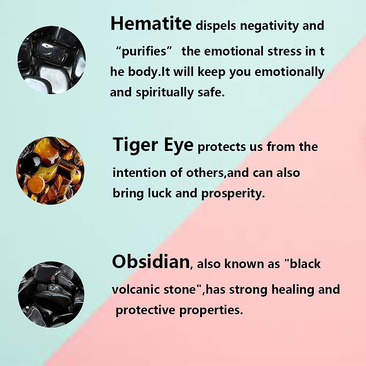 SOOWOOT 2-4Pcs Triple Protection Bracelet - Tiger Eye & Obsidian & Hematite Triple Bracelet Bring Protect Good Luck and Prosperity for Men Women (D:2pcs-Weave)