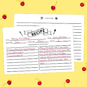 Poiet Sweet Home Cooking Recipe Cards, 4x6 Double Sided, Set of 50, 300gsm Thickness