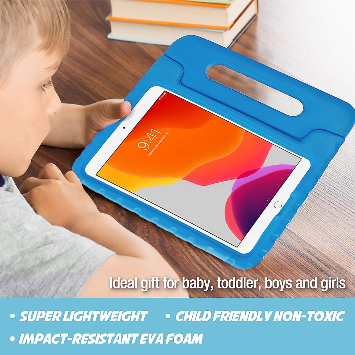ProCase Kids Case for iPad 9th Generation/iPad 8/iPad 7, iPad 10.2 Case 2021 2020 2019/iPad Air 10.5/iPad Pro 10.5 Kids Case, Shockproof Lightweight Case with Convertible Handle-Blue