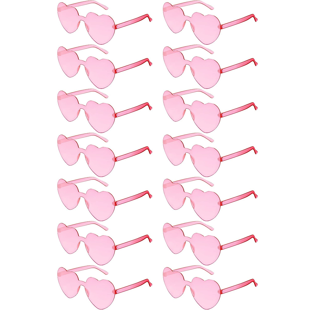 Flutesan 42 Pairs Heart Shaped Sunglasses Bulk Color Rimless Transparent Frameless Glasses for Women Summer Party Favor(Pink)