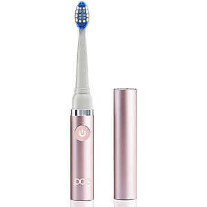 Pop Sonic Electric Toothbrush (Metallic Rose) - Travel Toothbrushes w/AAA Battery | Kids Electric Toothbrushes with 2 Speed & 15,000-30,000 Strokes/Minute, Dupont Nylon Bristles