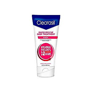 Clearasil Rapid Rescue Deep Treatment Acne Face Wash, Maximum Strenght with 2% Salicylic Acid Acne Medication, Acne Facial Cleanser, 6.78 fl oz