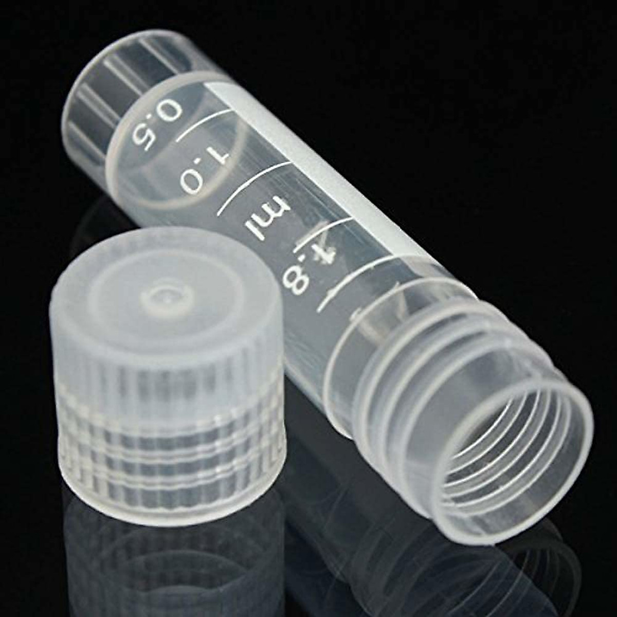 CynKen 100pcs 2ml Graduated Plastic Cryovial Cryogenic Vial Tube Self Standing with Cap