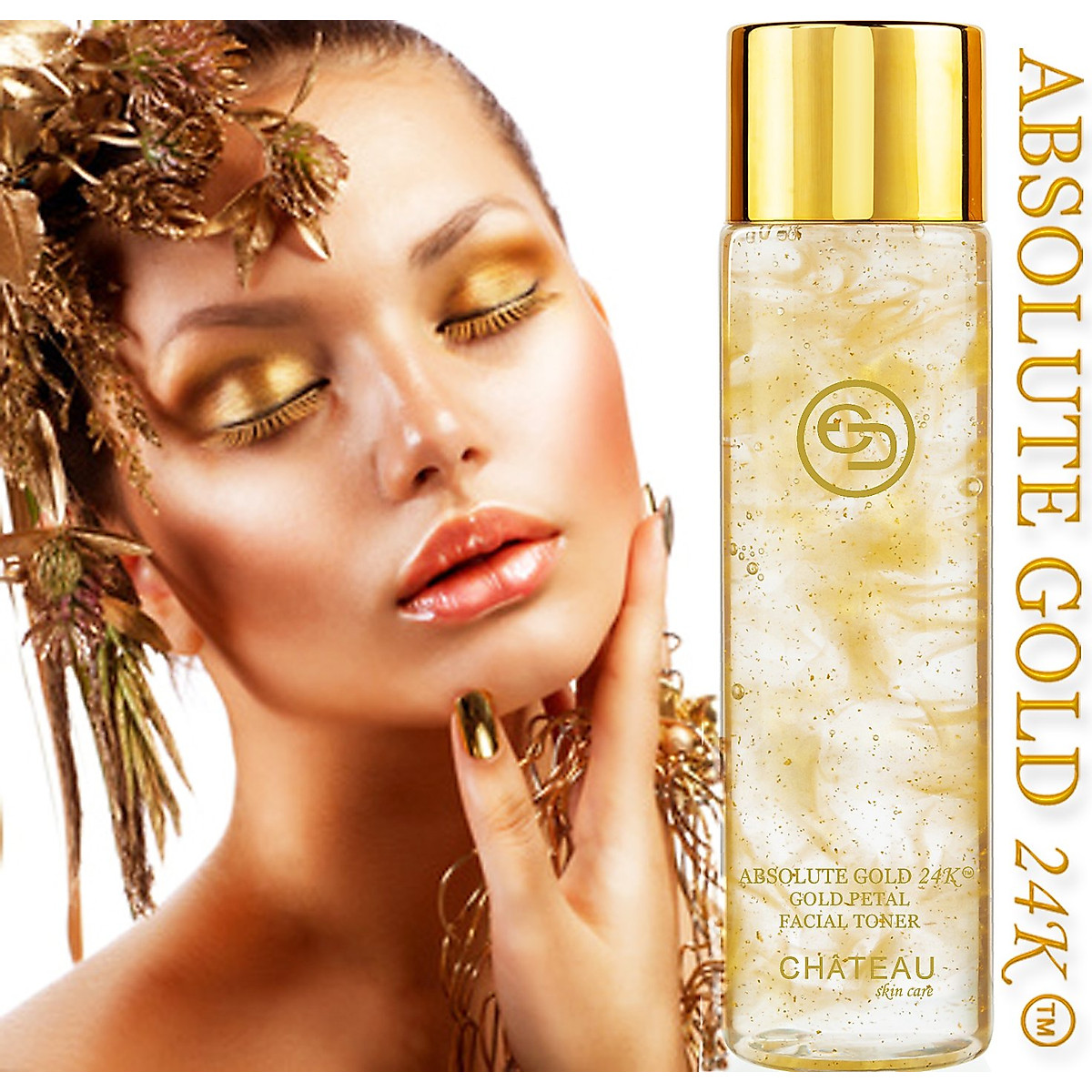 Absolute Gold 24K Gold Petal Facial Toner - 24K Shimmer Glow Fluid (Pack 2). 24 Karat Gold/Collagen/HYALURONIC Acid. for All Skin Types.