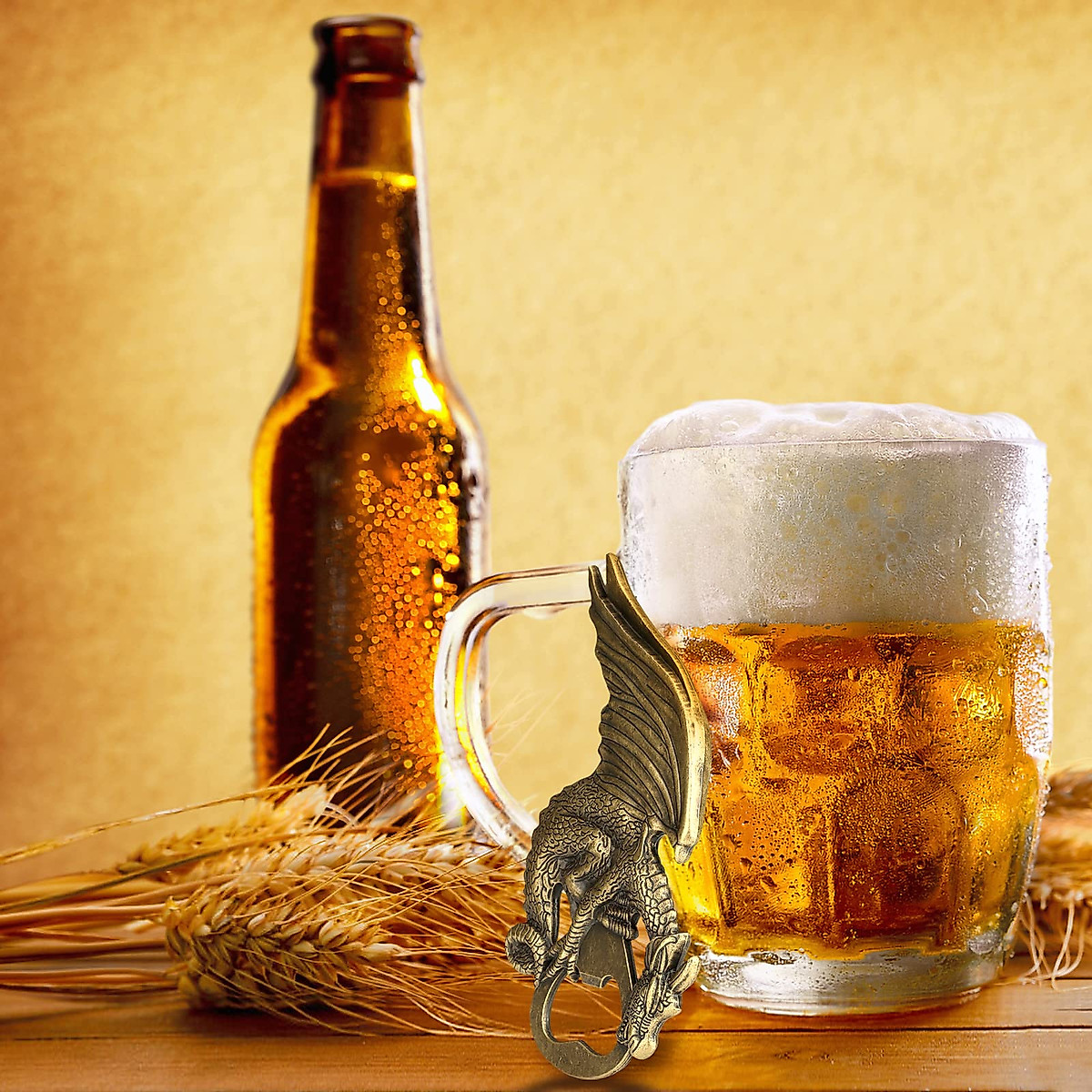 LKKCHER Dragon Bottle Opener, Mens Bottle Opener, Novelty Father’s Day Birthday Beer Gifts for Men Dad Boyfriend Husband Beer Lovers Bar Accessory Gifts with Gift Box&Card