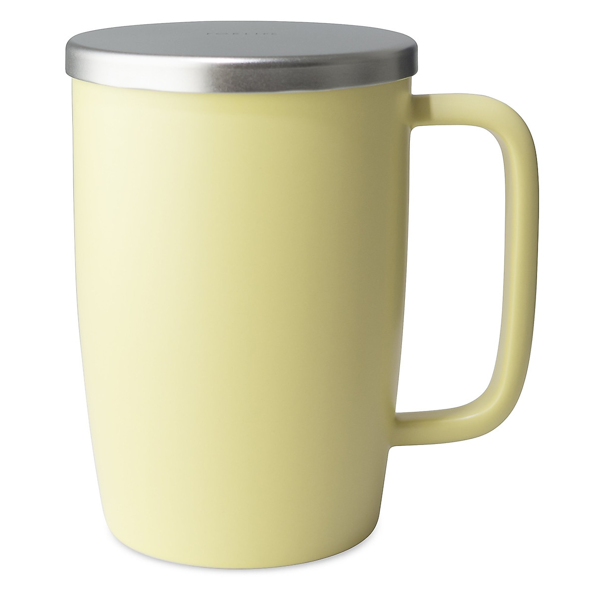 FORLIFE Dew Satin Finish Brew-In-Mug with Basket Infuser & Stainless Lid 18 oz., Lemon Grass