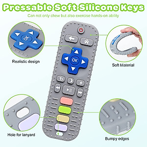 Baby Teether Toys, 2 Pack Teething Toys for Babies, TV Game Remote Control Shape Silicone Sensory Teethers, Infant Chew Toys for Baby Shower Easter Basket Stuffers, BPA Free