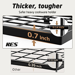 KES 30-Inch Kitchen Pan Pot Rack Wall Mounted Hanging Storage Organizer Wall Shelf with Hooks Matte Black, KUR215S75A-BK