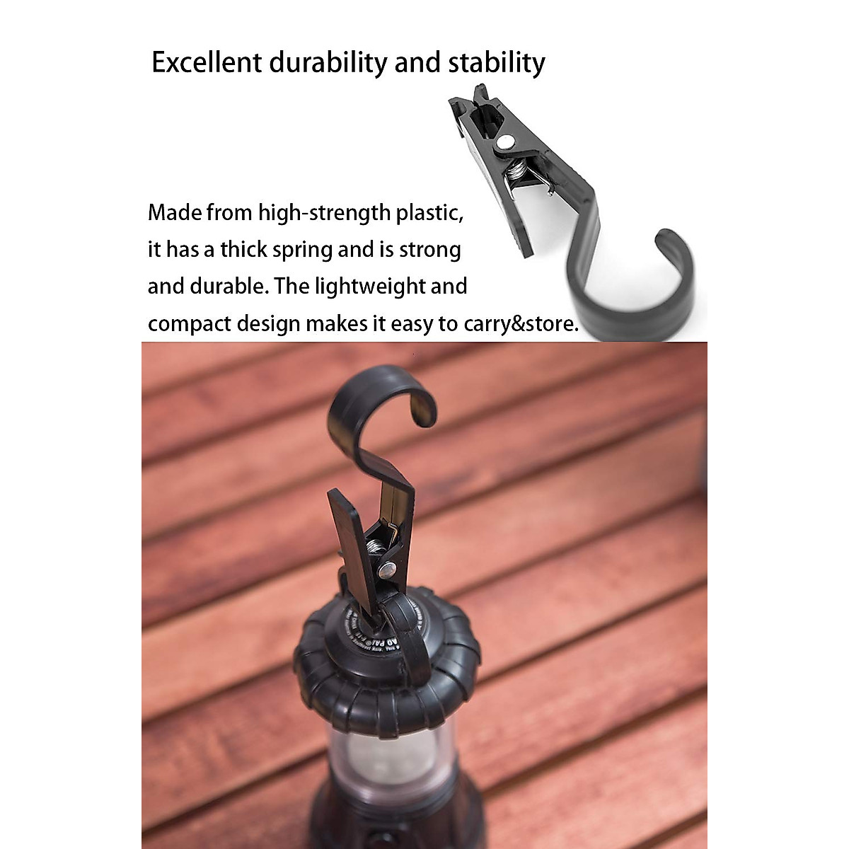 OMUKY Light Hook Multifunctional Tent Canopy Clip Outdoor Camping Equipment Accessories Practical Clothespin 4pcs (Black-4pcs)