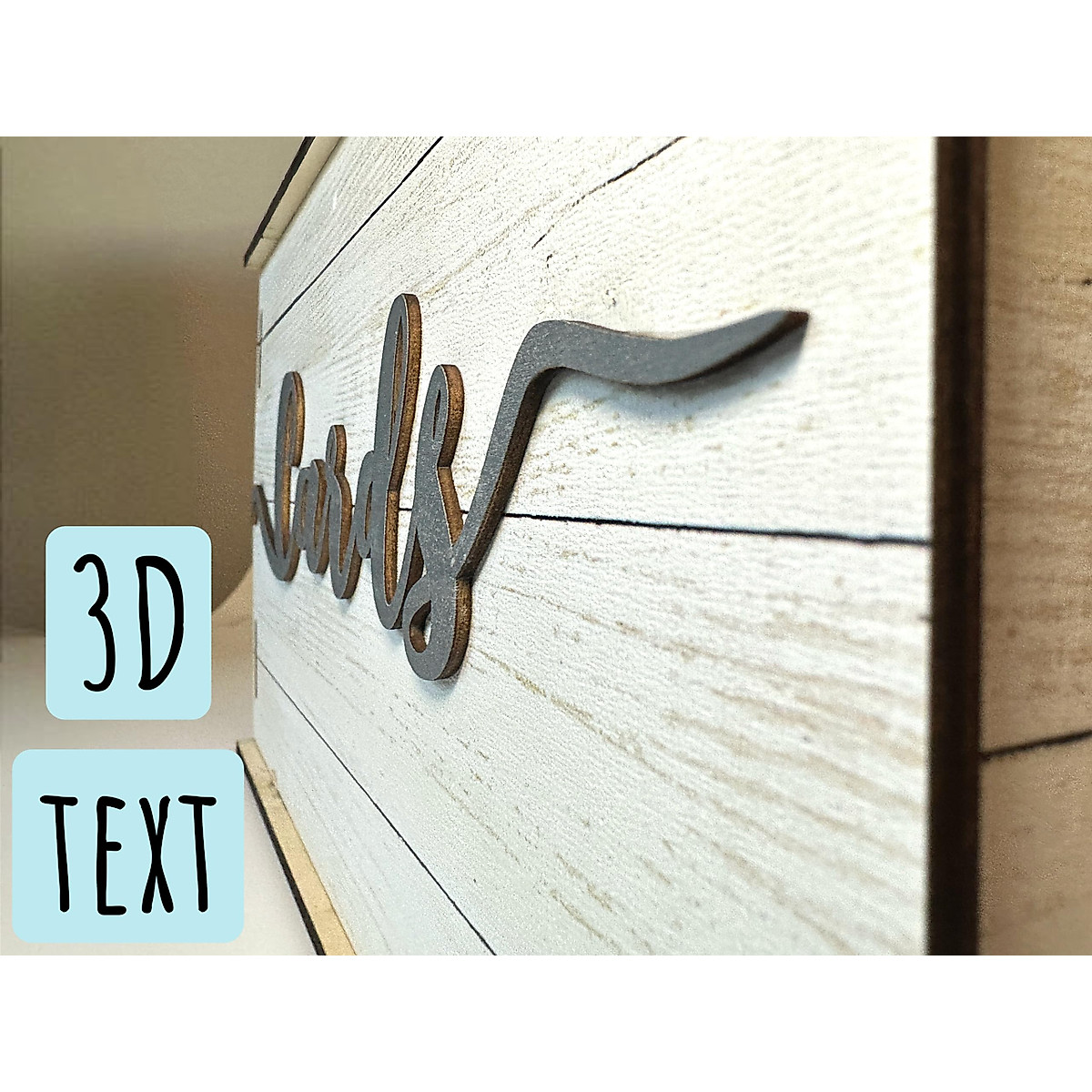 Wooden Wedding Card Box for Reception money Envelopes,Bridal & baby Showers, Graduations or engagements (Rustic White)