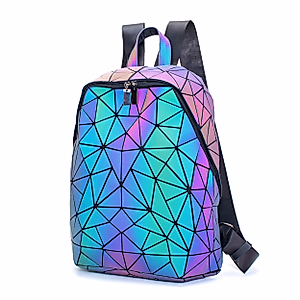Geometric Backpack Luminous Backpacks Holographic Reflective Bag Lumikay Bags Irredescent Rucksack Rainbow A2