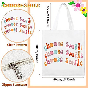 Canvas Tote Bag with Zipper Handles for Women Teacher Bridesmaid Birthday Wedding Mother Ladies Shopping Gift Bags