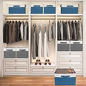 GhvyenntteS Storage Bins [3-Pack] Large Foldable Storage Baskets for Shelves, Sturdy Fabric Cube Storage Boxes with 3 Handles for Closet Nursery Cabinet Living Room (Grey, 15" x 11" x 9.6")