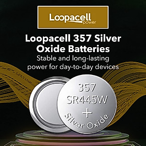 LOOPACELL 357/303 Silver Oxide Batteries (Pack of 5) - 1.55V Long Lasting Coin Cell Battery for Calculators, Lasers, Toys, Small Clocks, Digital Micrometers, Decorations, Holiday Ornaments