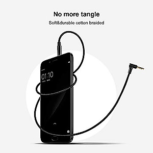 CableCreation 3.5mm Audio Cable, 6FT Right Angle Male to Male Auxiliary Stereo HiFi Cable with Silver-Plating Copper Core Compatible with Car, iPhones, Tablets, 24K Gold Plated, 1.8M