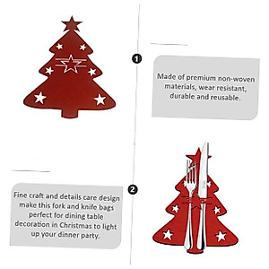 BESTOYARD 16 Pcs Cutlery Set Cutlery Bags for Christmas Tableware Holder Bag Christmas Fork Spoon Pocket Xmas Table Decoration Christmas Cutlery Bags Mini Non-woven Fabric Child Silverware