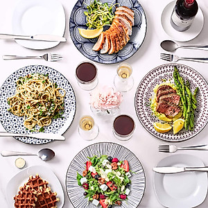 Y YHY 10“ Ceramic Plates, Porcelain Dinner Plates Set of 4 for Salad, Pasta, Appetizer, Dessert - 4 Pattern for Thanksgiving & Christmas, Dishwasher & Microwave Safe