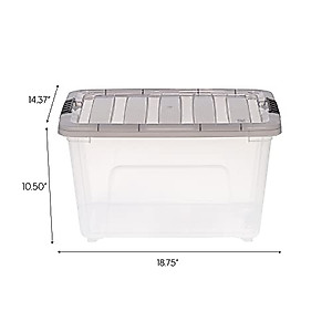 IRIS USA 5 Pack 32 Quart Stack & Pull™ Clear Plastic Storage Box with Buckles, Gray