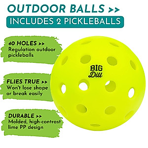 Big Dill Pickleball Original Pickleball Paddles Set of 2 USAPA Approved Pickleball Paddle Set | 2 Carbon Fiber Paddles with Covers, 2 Outdoor Pickleball Balls & Bag for Pickle Ball Paddle Set