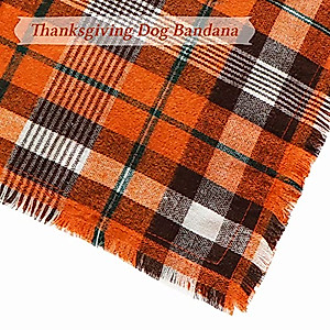 STMK Thanksgiving Day Dog Bandanas, 4 Pack Fall Dog Bandana Scarf with Tassels Edges for Holiday Fall Thanksgiving Day Dog Puppy Costume (Plaid)