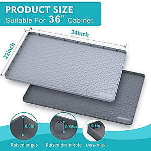MERRYBOX Under Sink Mat, 34" x 22" Under Sink Mats for Kitchen Waterproof Multipurpose Silicone Under Kitchen Sink Mat Organizer Storage Cabinet Mat Liner Tray Fit for 36 inch Standard Cabinet