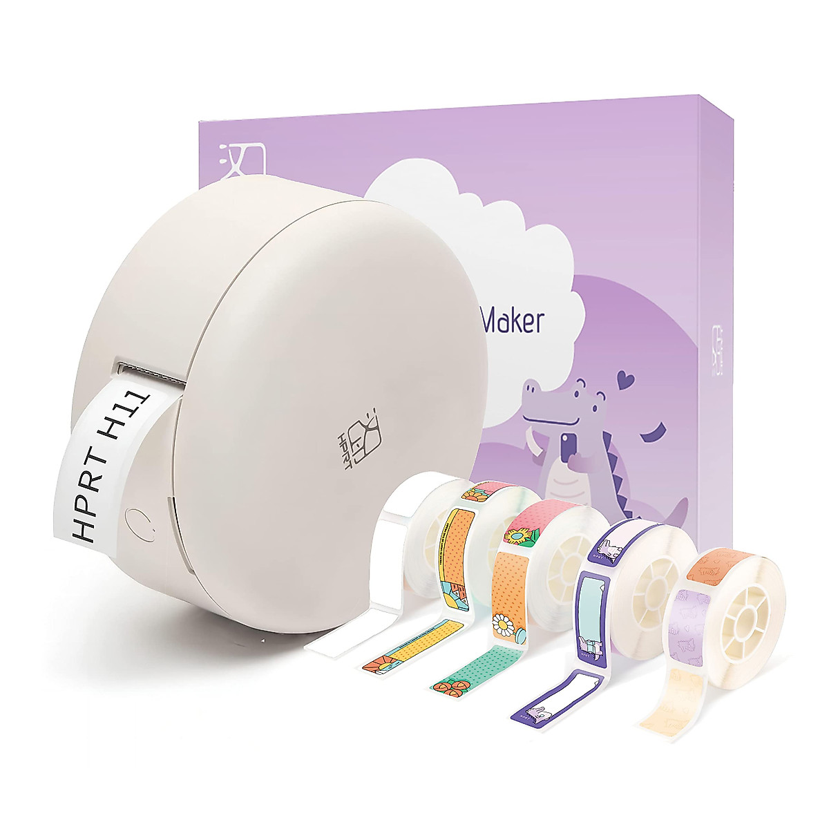 HPRT H11 Label Maker with Tapes, H11 Thermal Mini Label Printer Bluetooth Wireless for Storage, Home, Office, Classroom,Kids Items Organization Compatible with iPhone Android (5 Tapes Included)