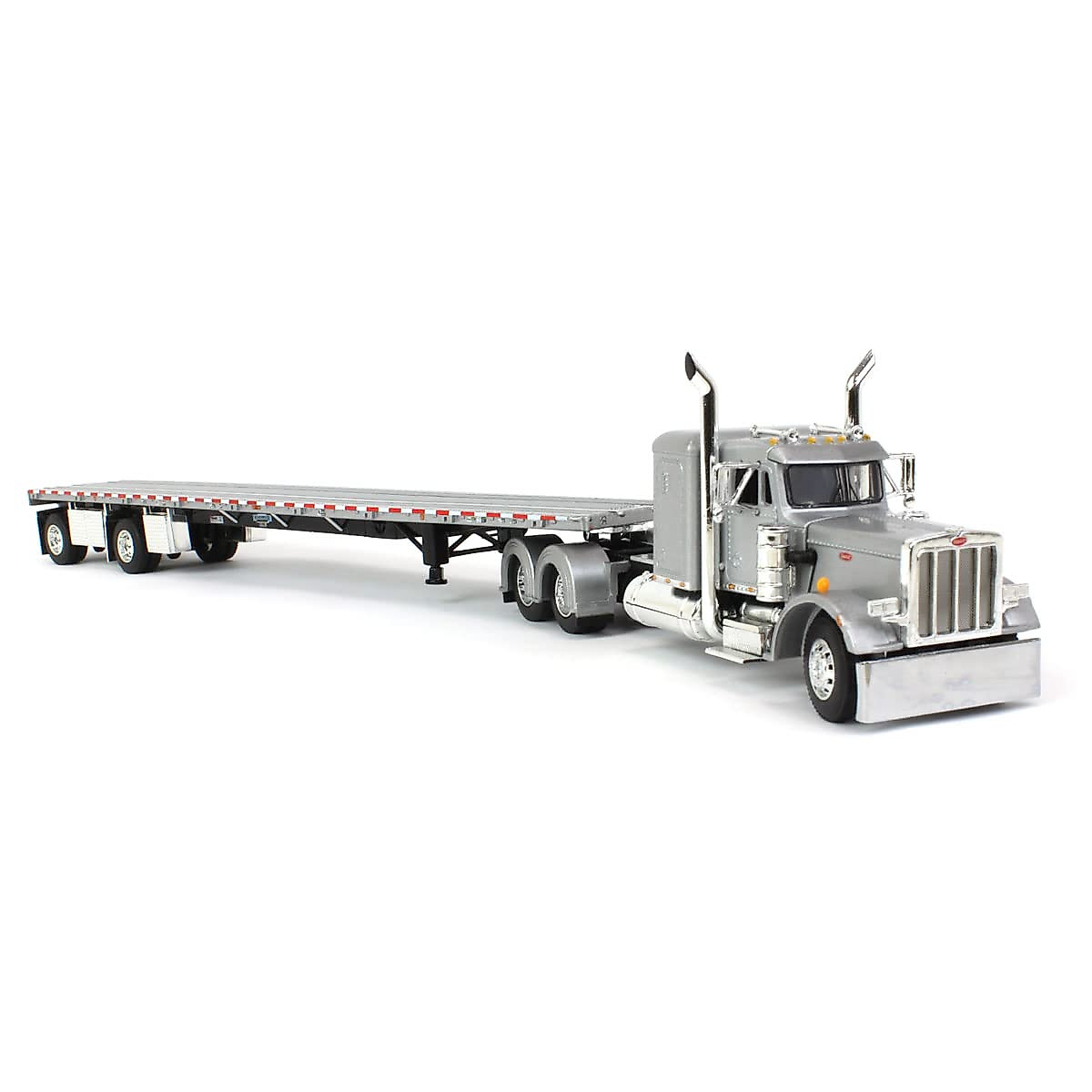 DCP 1/64 Silver & Black Peterbilt 359 36" Flattop Sleeper w/ 53' Wilson Roadbrute Flatbed Trailer 60-1540