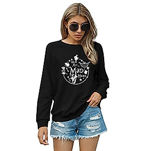 Alice in Wonderland Sweatshirt Women Vintage Mad Hatter Shirt Magic Kingdom Pullover Vacation Long Sleeve Tops Black