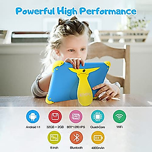 ATMPC 8 inch Tablet for Toddlers Android 11 Kids Tablet with WiFi Dual Camera 2GB 32GB Storage 1280 x 800 IPS Touch Screen Tablet for Kids, Iwawa Parental Control Mode, GMS Certified for Boys Girls