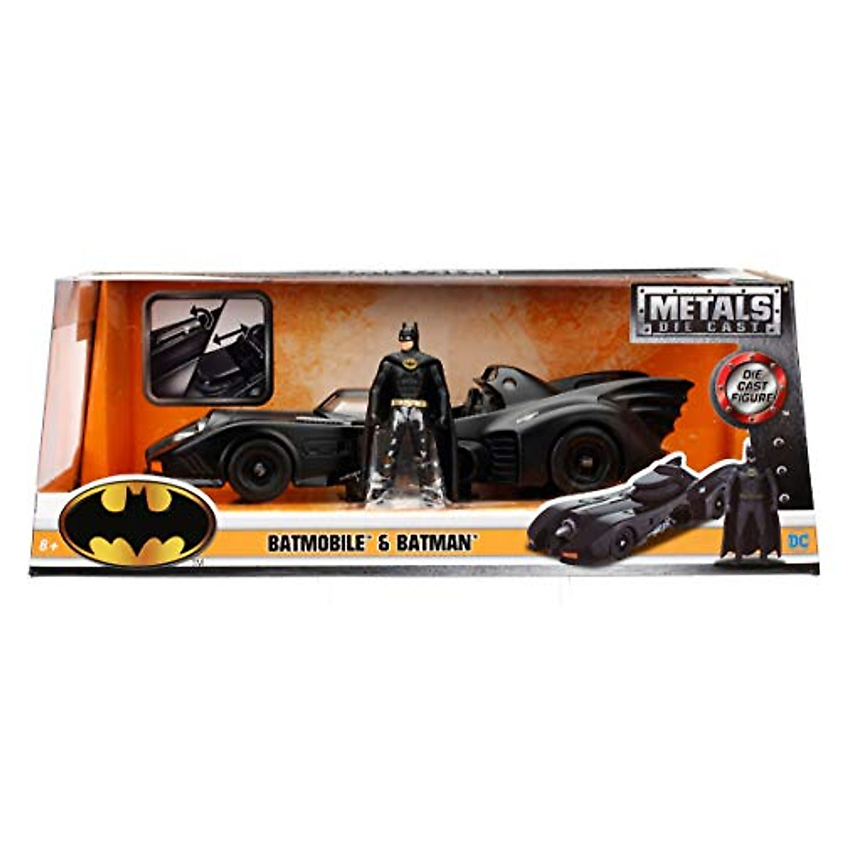 Dc Comic 1989 Batmobile With 2.75" Batman Metals Diecast Vehicle With Figure, Black