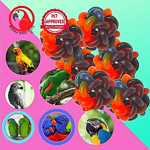 Bonka Bird Toys 2013 Pk6 3 Inch Wibbly Balls Colorful Rubber Beak Feet Parrot Parrotlet Budgie Quaker