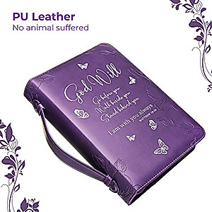 Bible Covers for Women and Girls - Leather Bible Case Bag Large and Medium Size Fits Books Up to 10.1 x 7 x 1.9 Inches - Gift for Women Bright Goods by DEHITE - Purple Faux PU Leather Bible Accessory