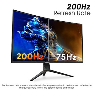 HAJAAN 32” Inch FHD 1080p Curved Gaming Monitor with RGB Lighting 200Hz Refresh Rate with VA Display, Built-in Speakers, Tilt Adjustment, Wall Mountable 2X HDMI, DP (X3223C) -Black
