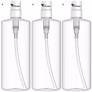 EZPRO USA Empty Shampoo Pump Bottles 32 oz BPA Free, Food Safe, PET Clear Plastic Cylinder Refillable Bottle, Wide Mouth 32mm, for Lotions, Soaps, Oils, Sauces, DIY Laundry Detergent, 32oz Pack of 3