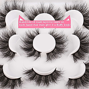 JIMIRE Flare Mink Lashes Fluffy Wispy False Lashes Pack Fluttery 10D Multi-dimensional Volume False Eyelashes 5 Pairs