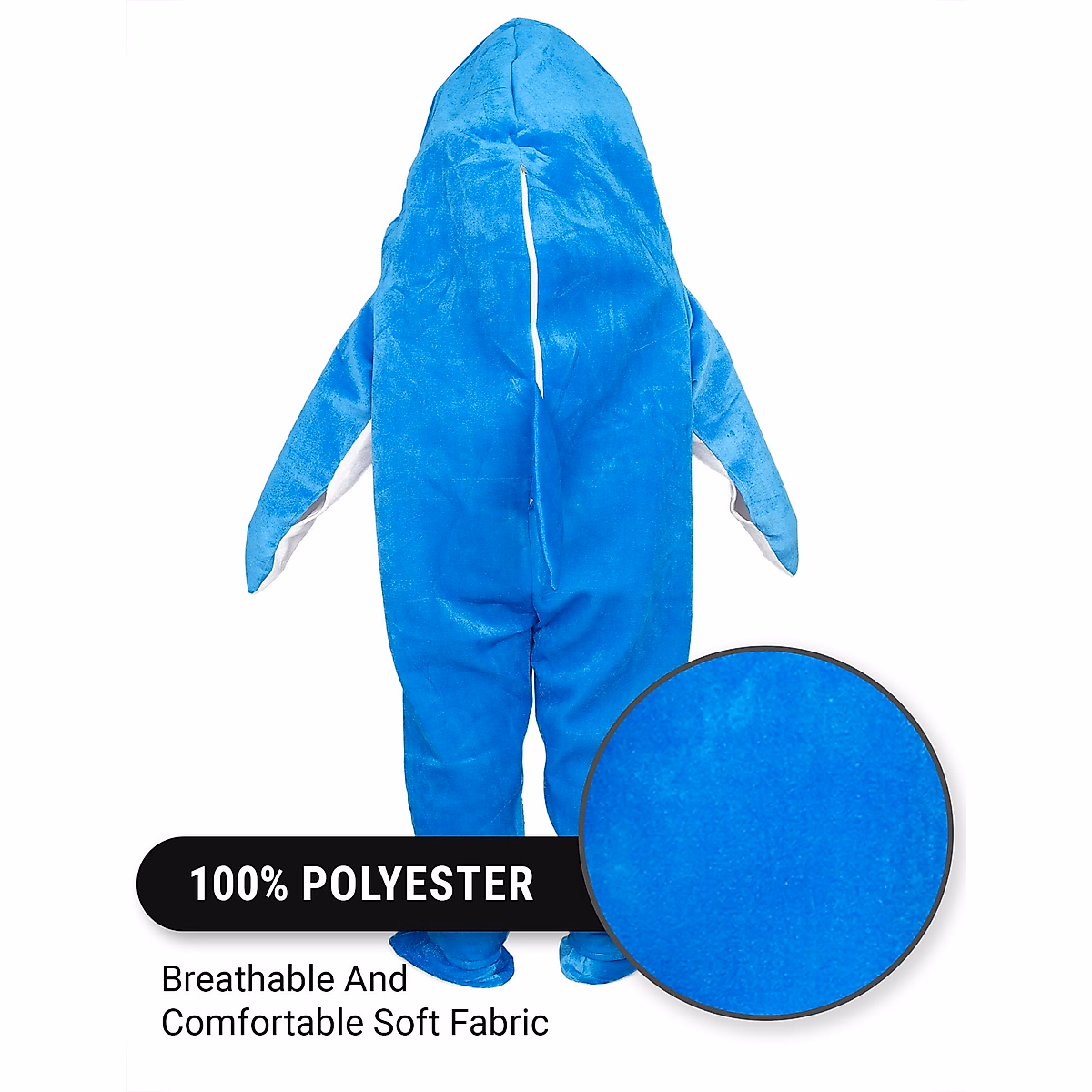 Costume Agent Left Shark Perry Live Dancing Mascot Zip Jumpsuit Halloween Cosplay (Blue)